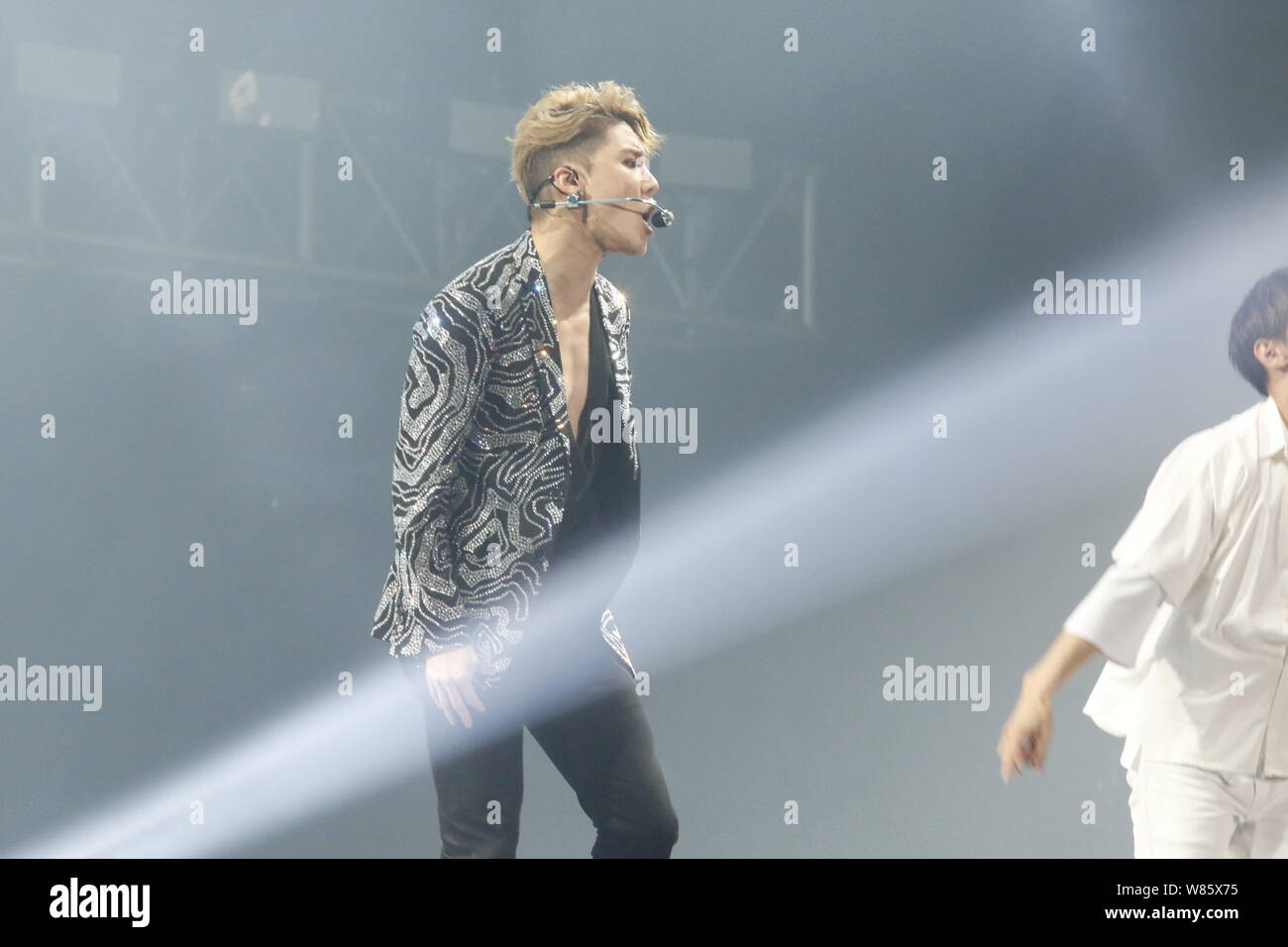 Kim Jun-su of South Korean boy group JYJ performs at his music concert ...
