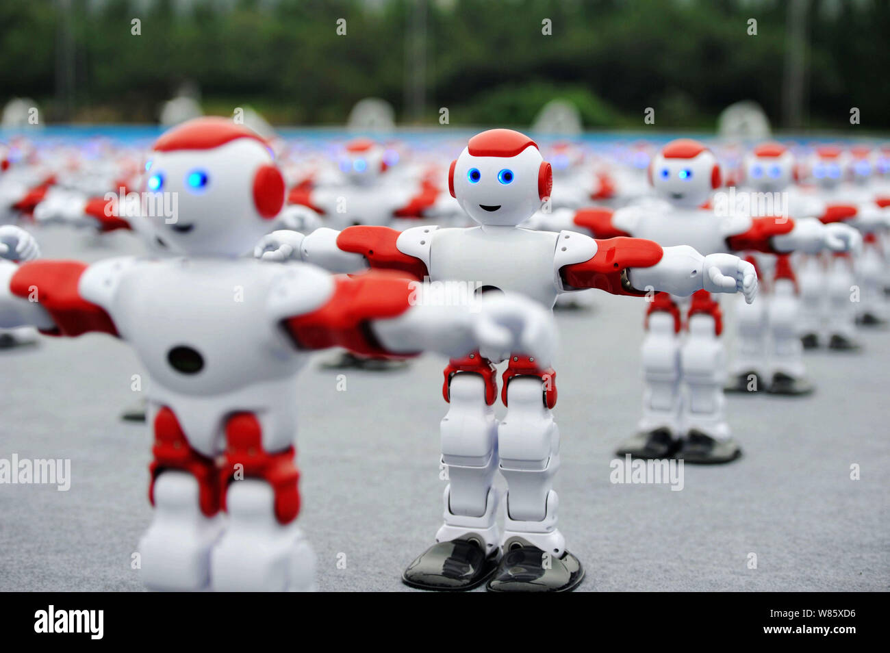 Robots dance during a challenge to set a new Guinness World Record for ...