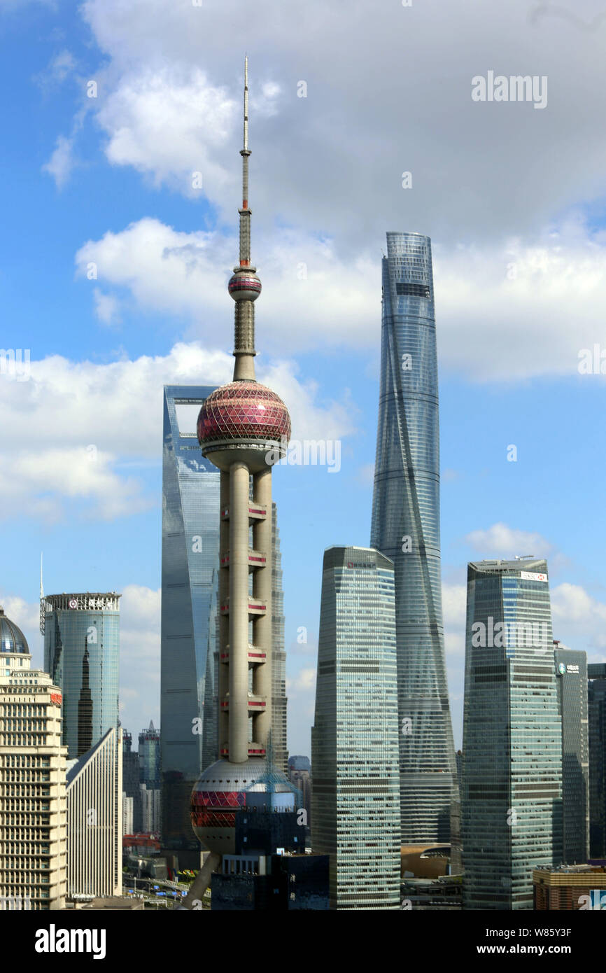 Skyline of the Lujiazui Financial District with the Shanghai Tower ...