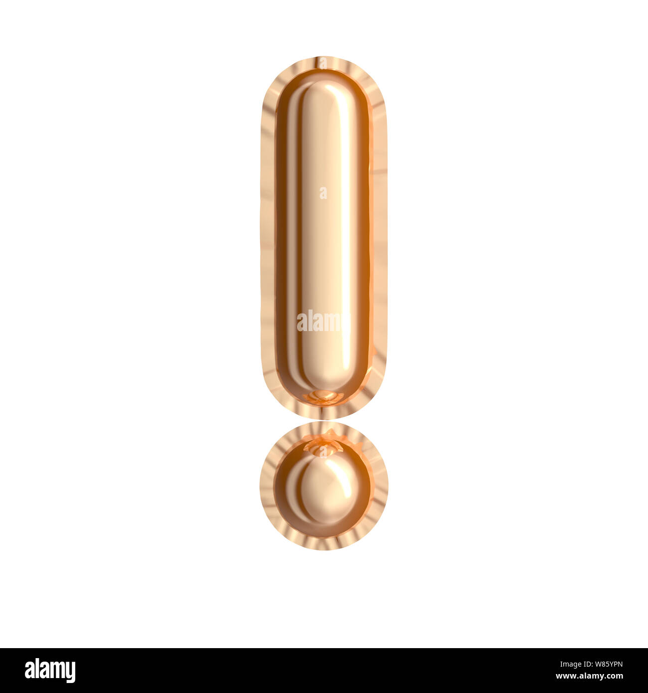 Golden color balloon exclamation mark isolated on white background, 3d ...