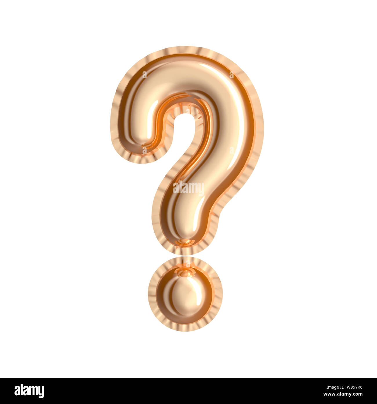 Golden color balloon question mark isolated on white background, 3d ...