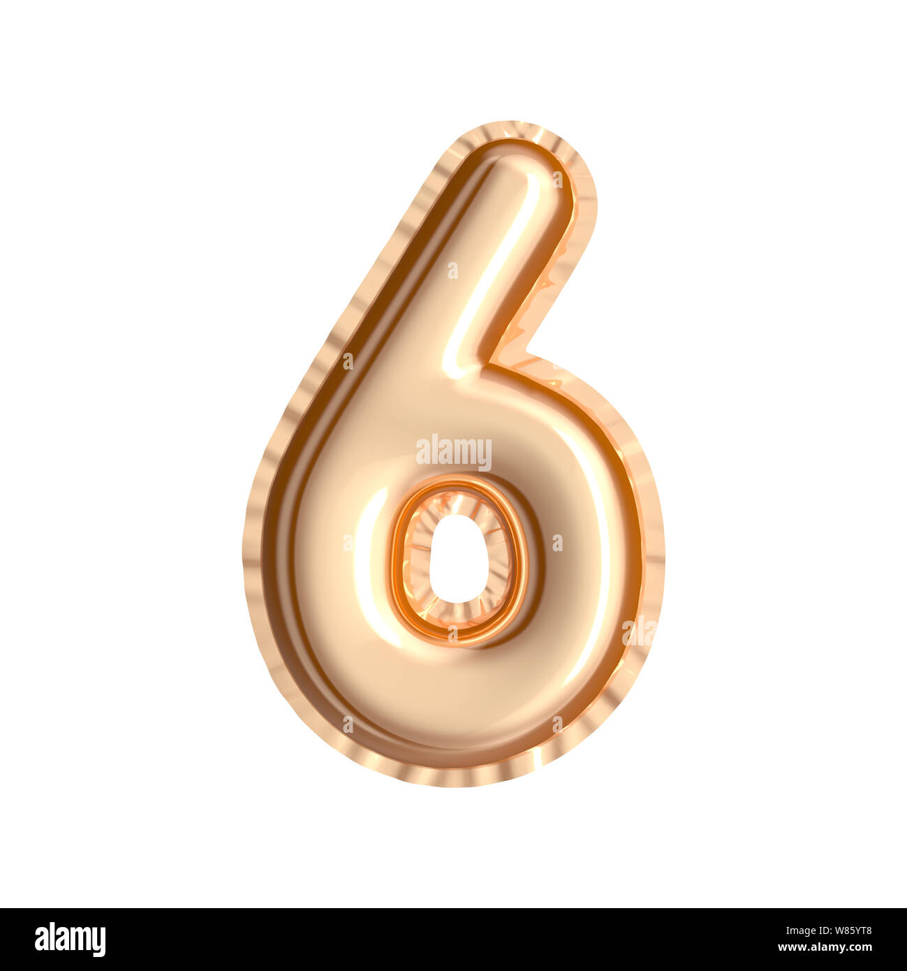Golden color balloon number 6 isolated on white background, 3d ...