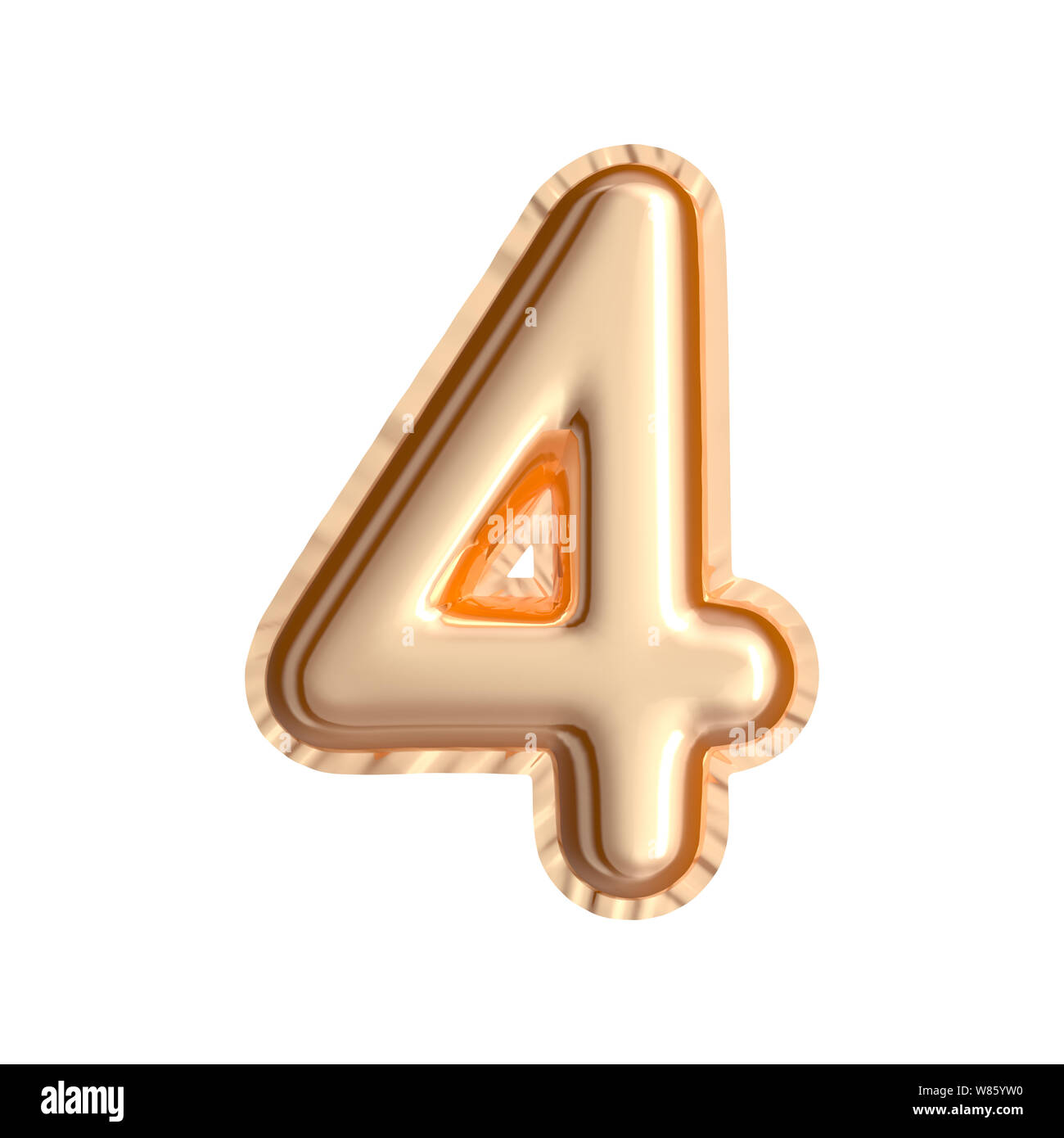 Golden color balloon number 4 isolated on white background, 3d ...