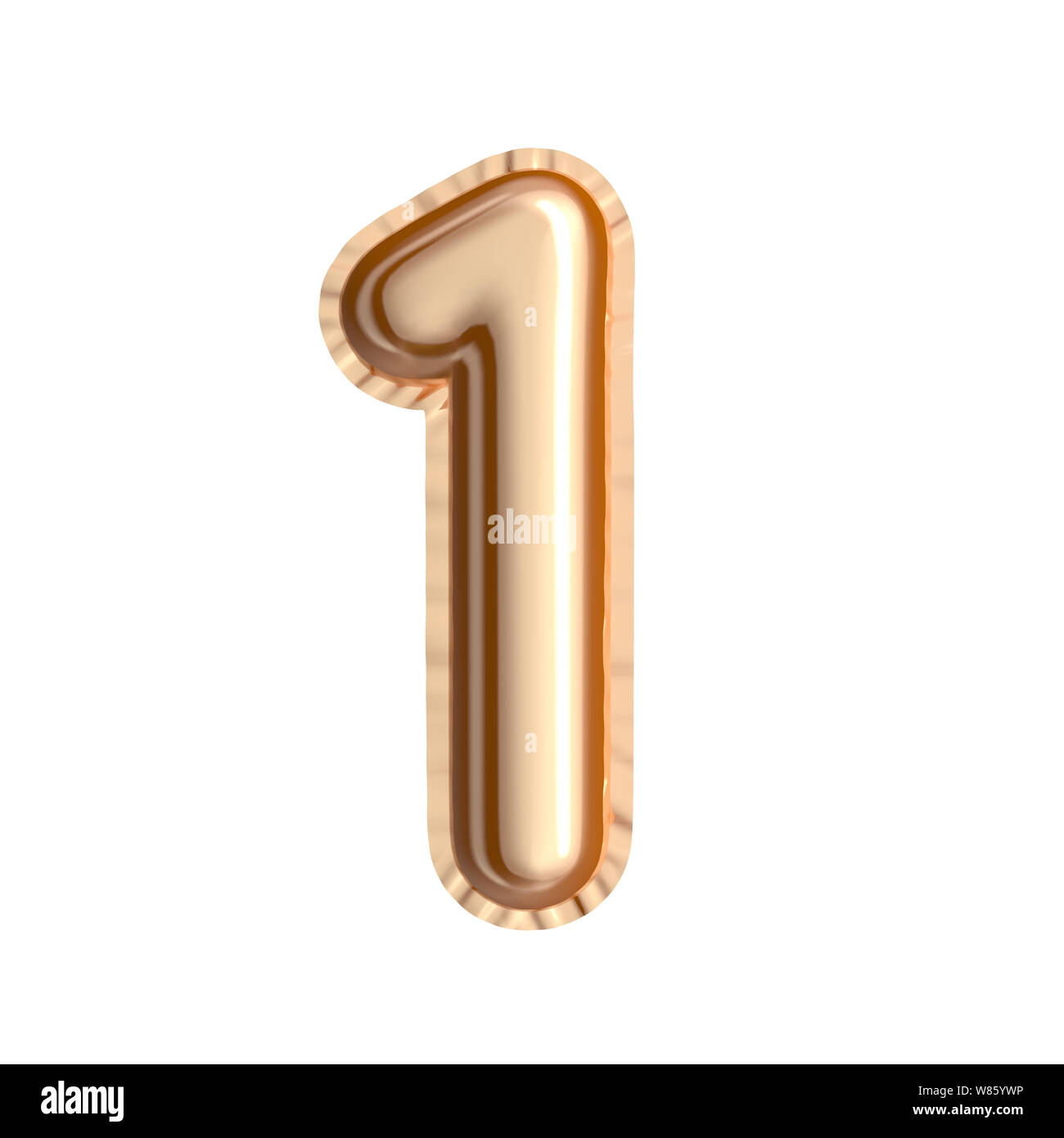 Golden color balloon number 1 isolated on white background, 3d ...