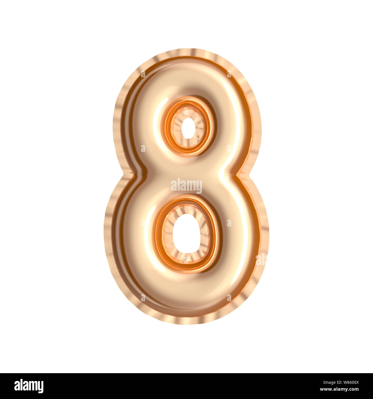 Golden color balloon number 8 isolated on white background, 3d ...