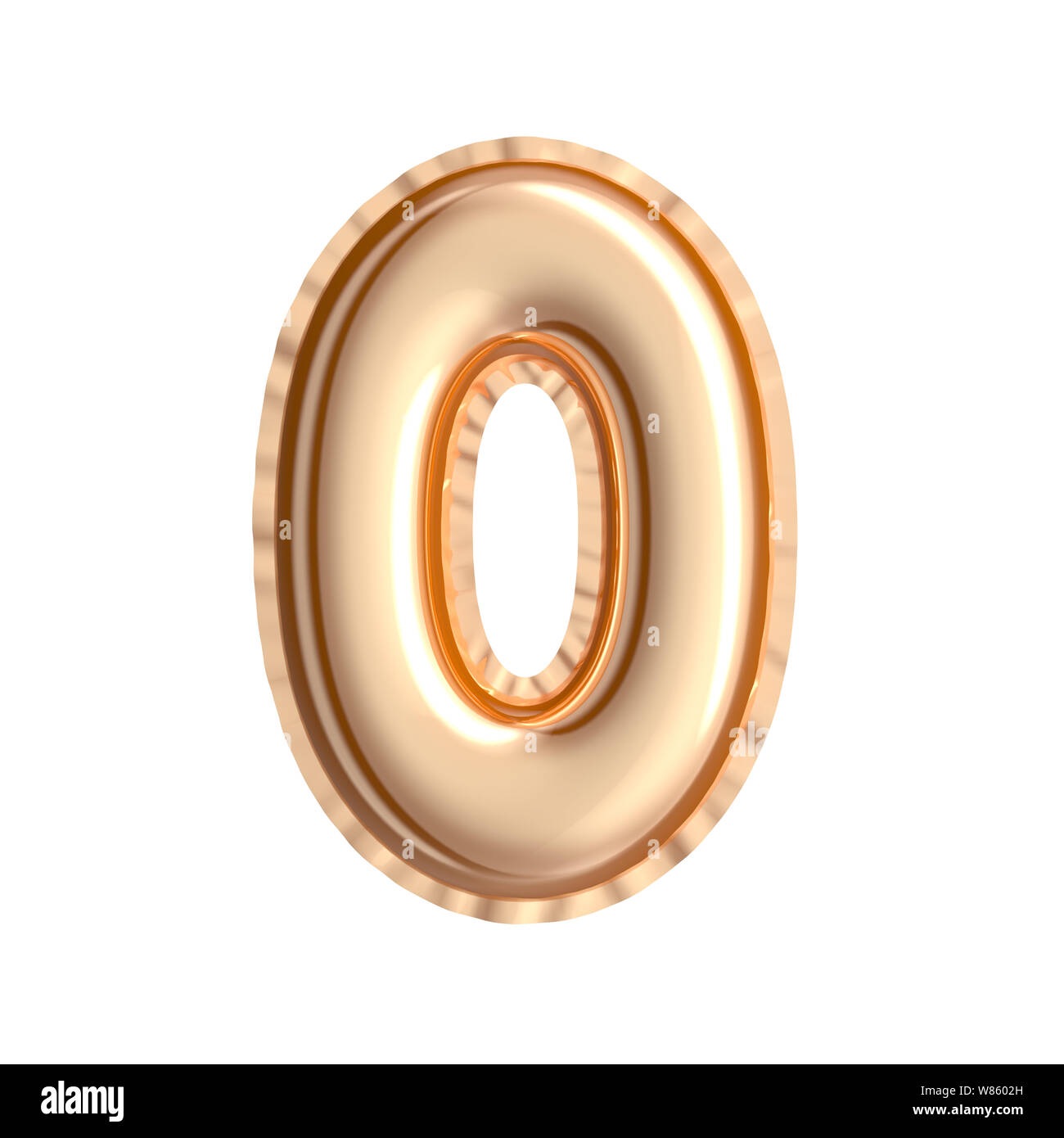 Golden color balloon number 0 isolated on white background, 3d ...