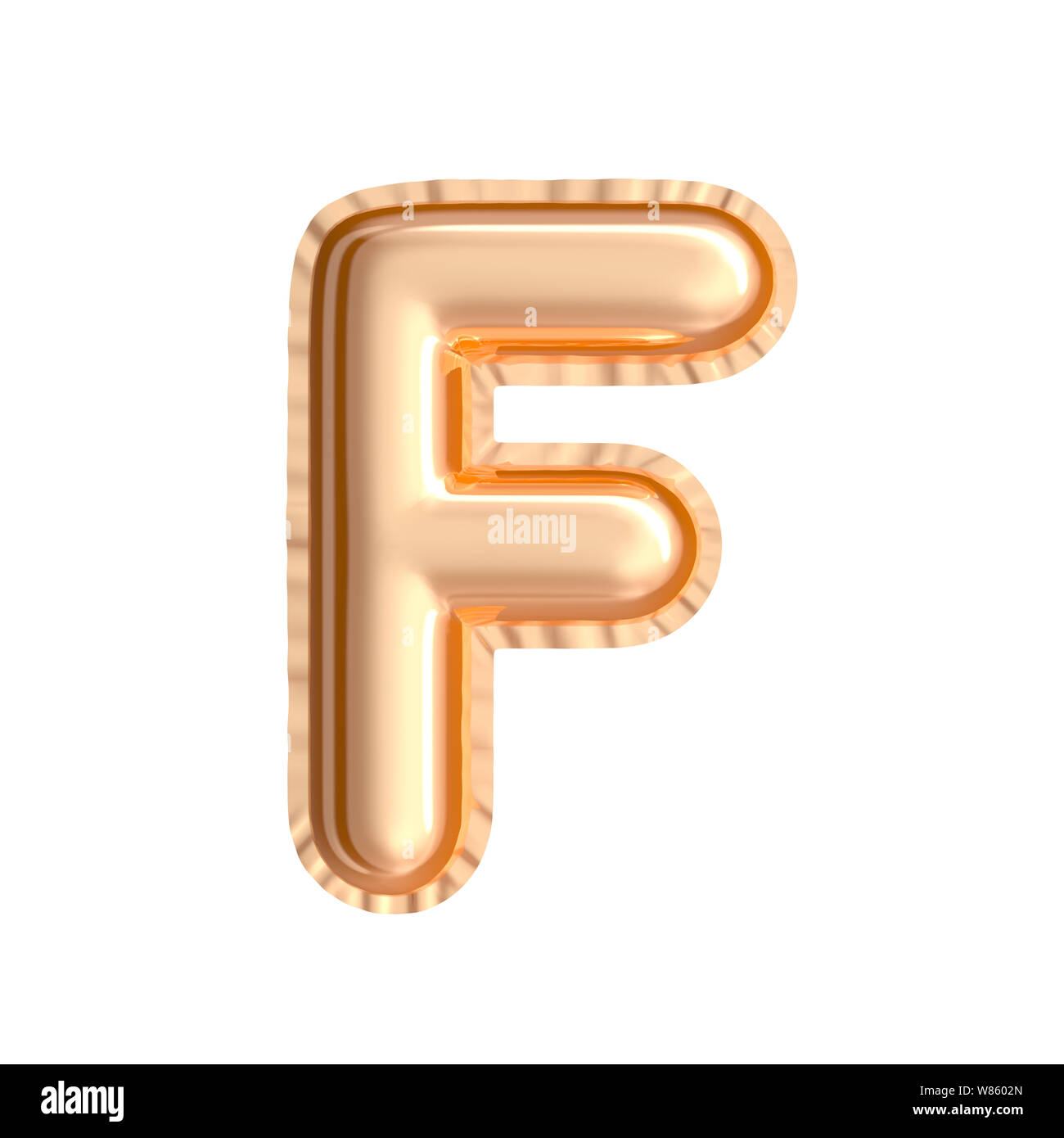 Golden color balloon letter F isolated on white background, 3d ...