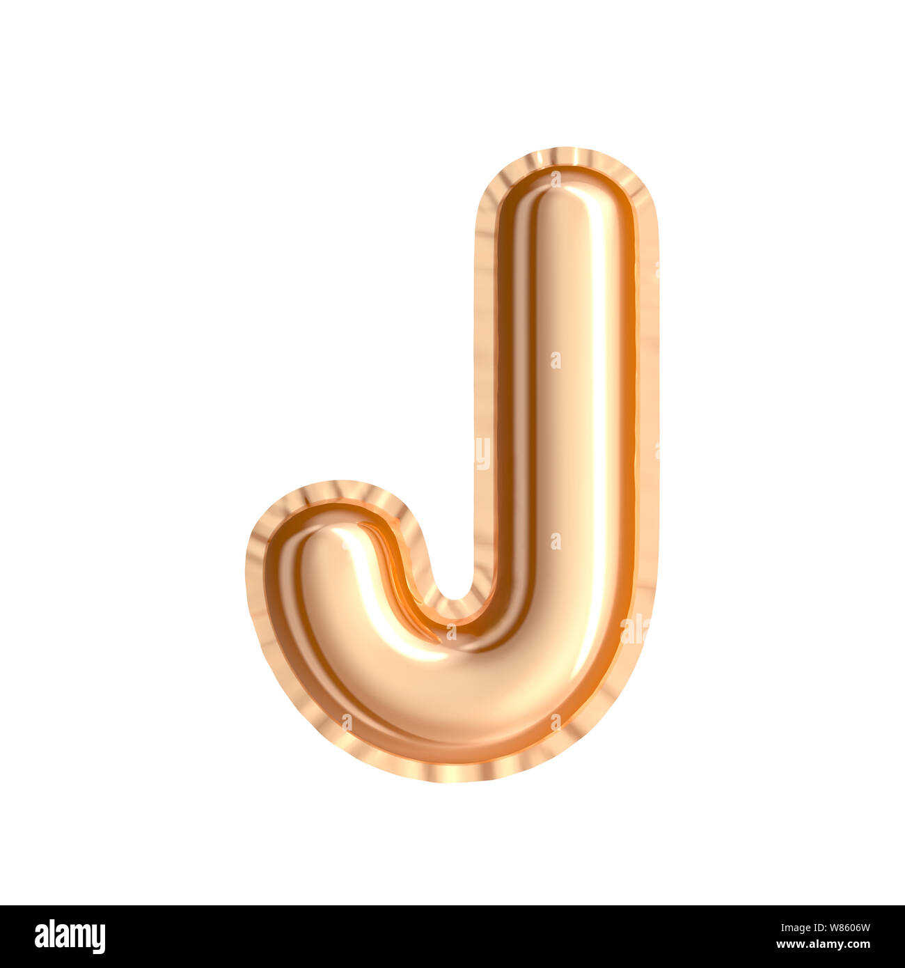 Golden color balloon letter J isolated on white background, 3d ...