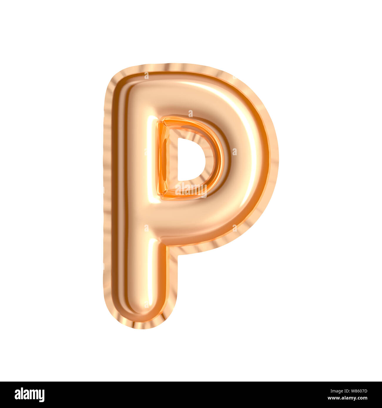 Golden color balloon letter P isolated on white background, 3d ...