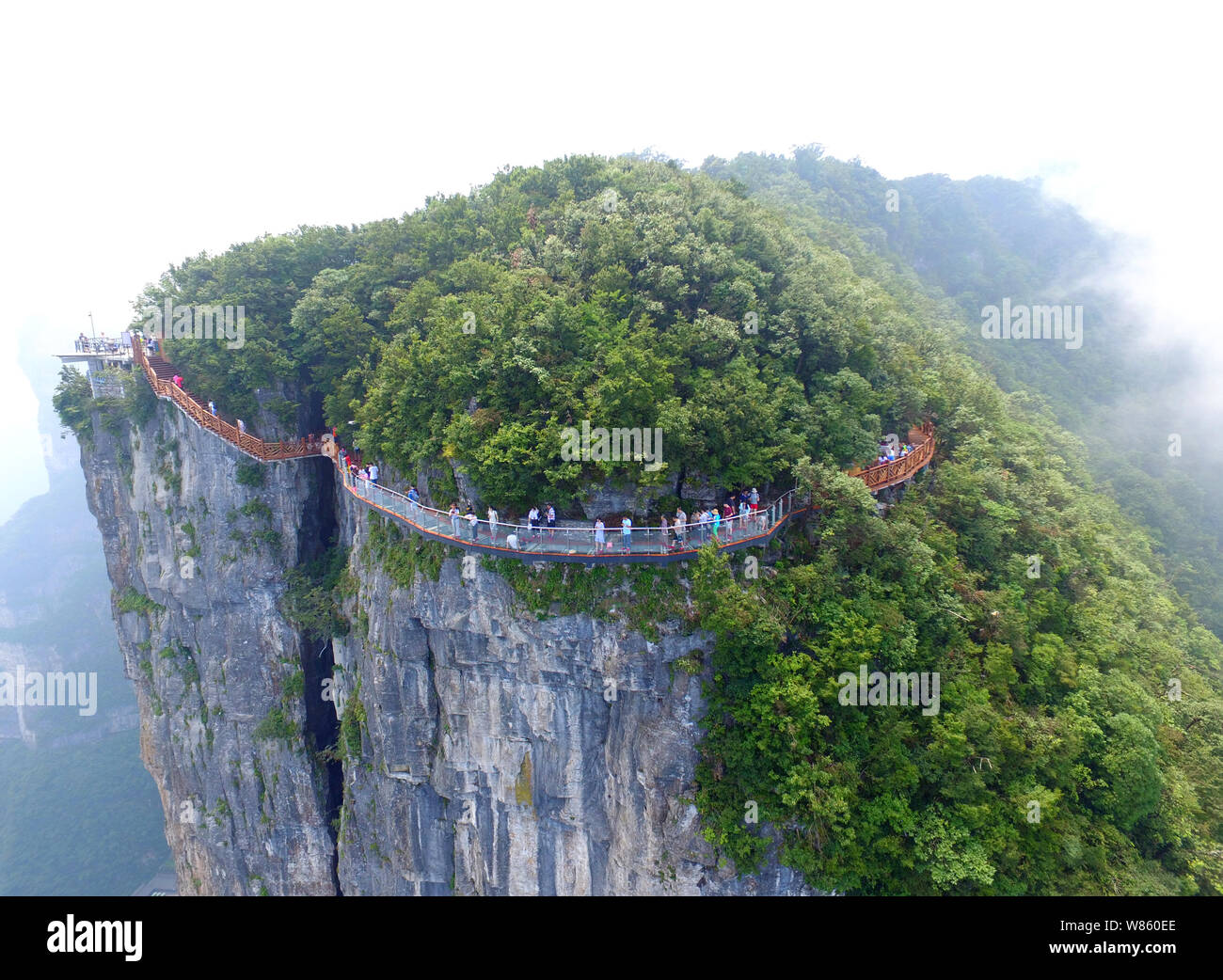 Aerial view of the 100-meter-long and 1.6-meter-wide glass skywalk on ...