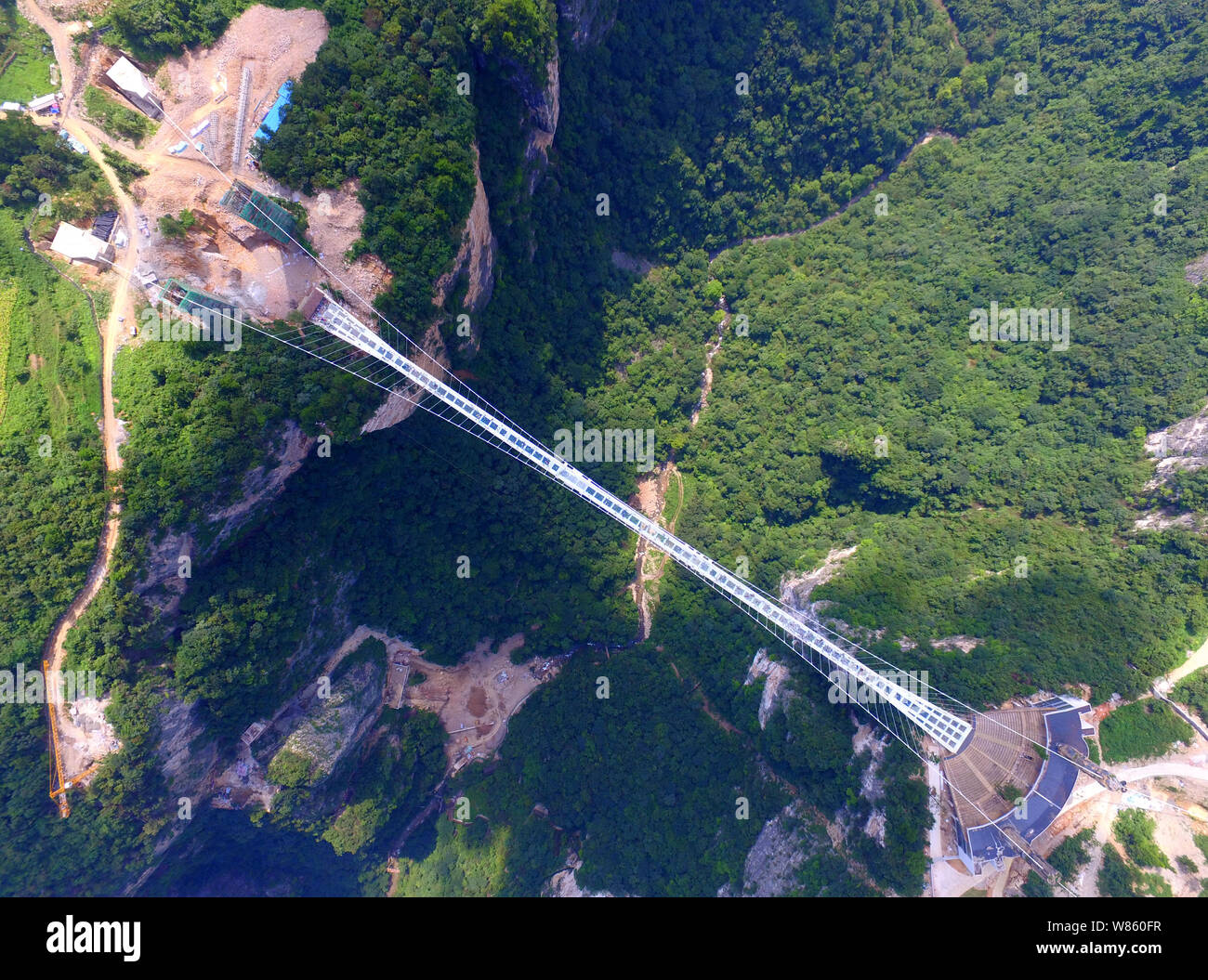 Aerial view of the world's longest and highest glass-bottomed bridge ...