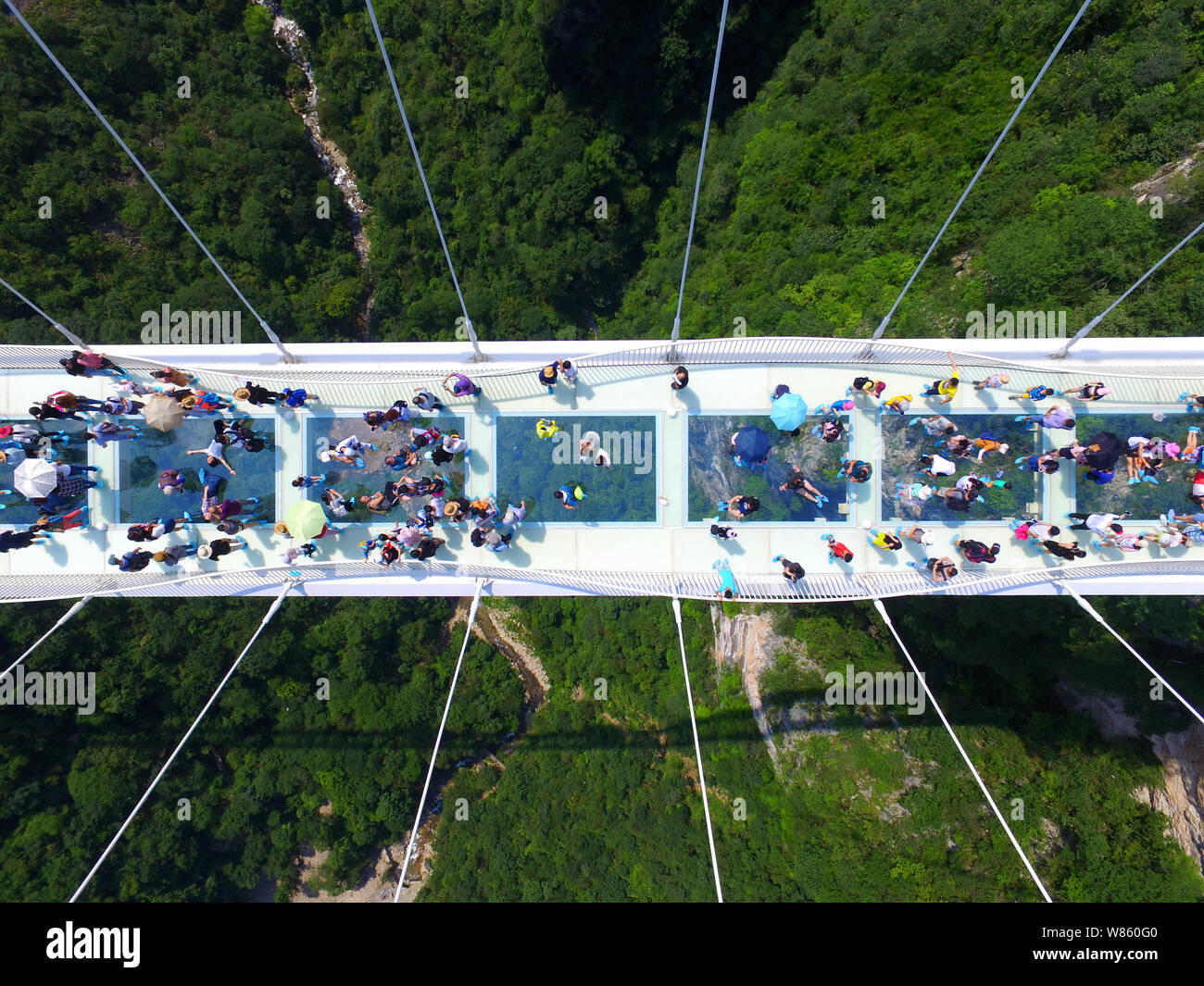 Aerial view of the world's longest and highest glass-bottomed bridge ...