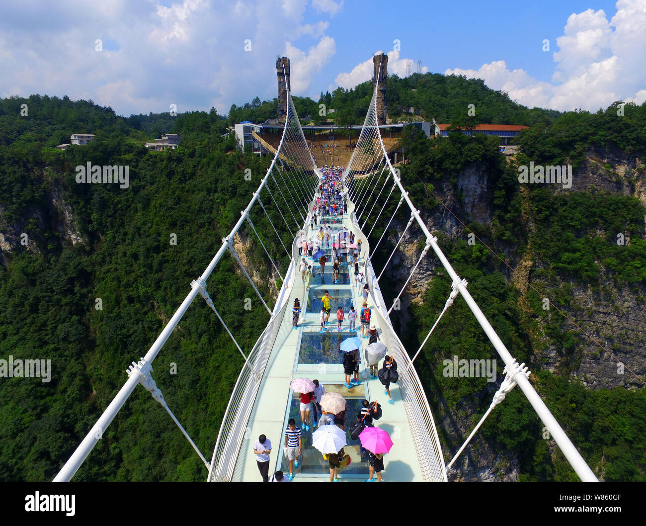 Aerial view of the world's longest and highest glass-bottomed bridge ...