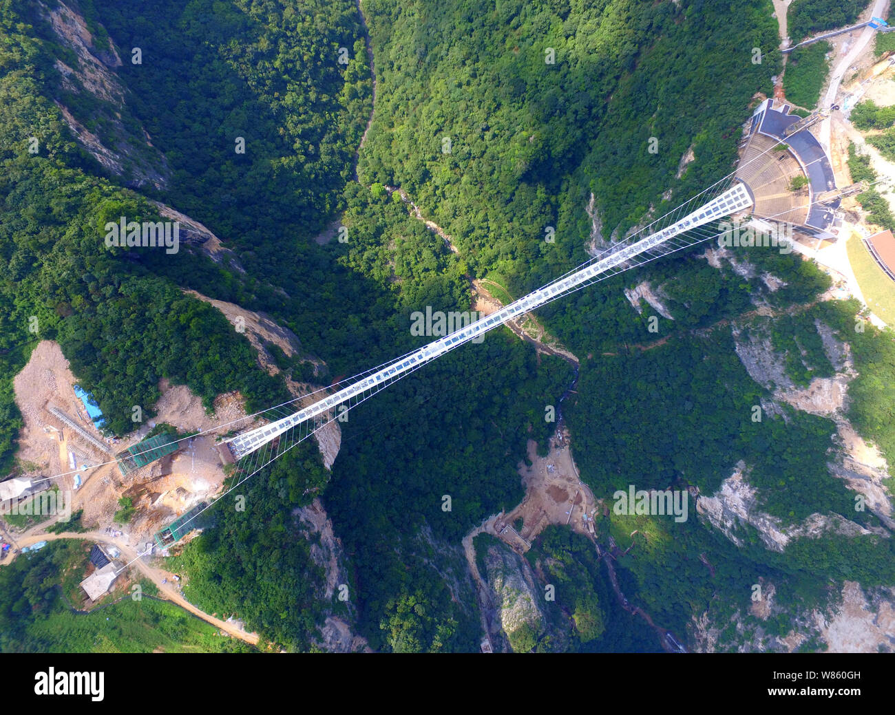 Aerial view of the world's longest and highest glass-bottomed bridge ...