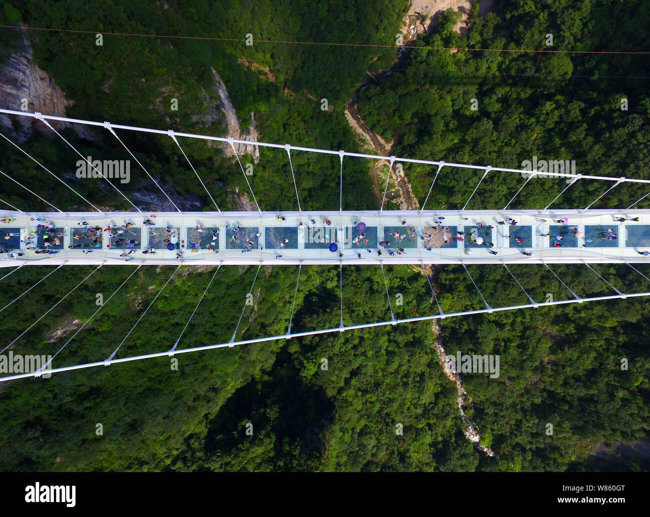 Aerial view of the world's longest and highest glass-bottomed bridge ...