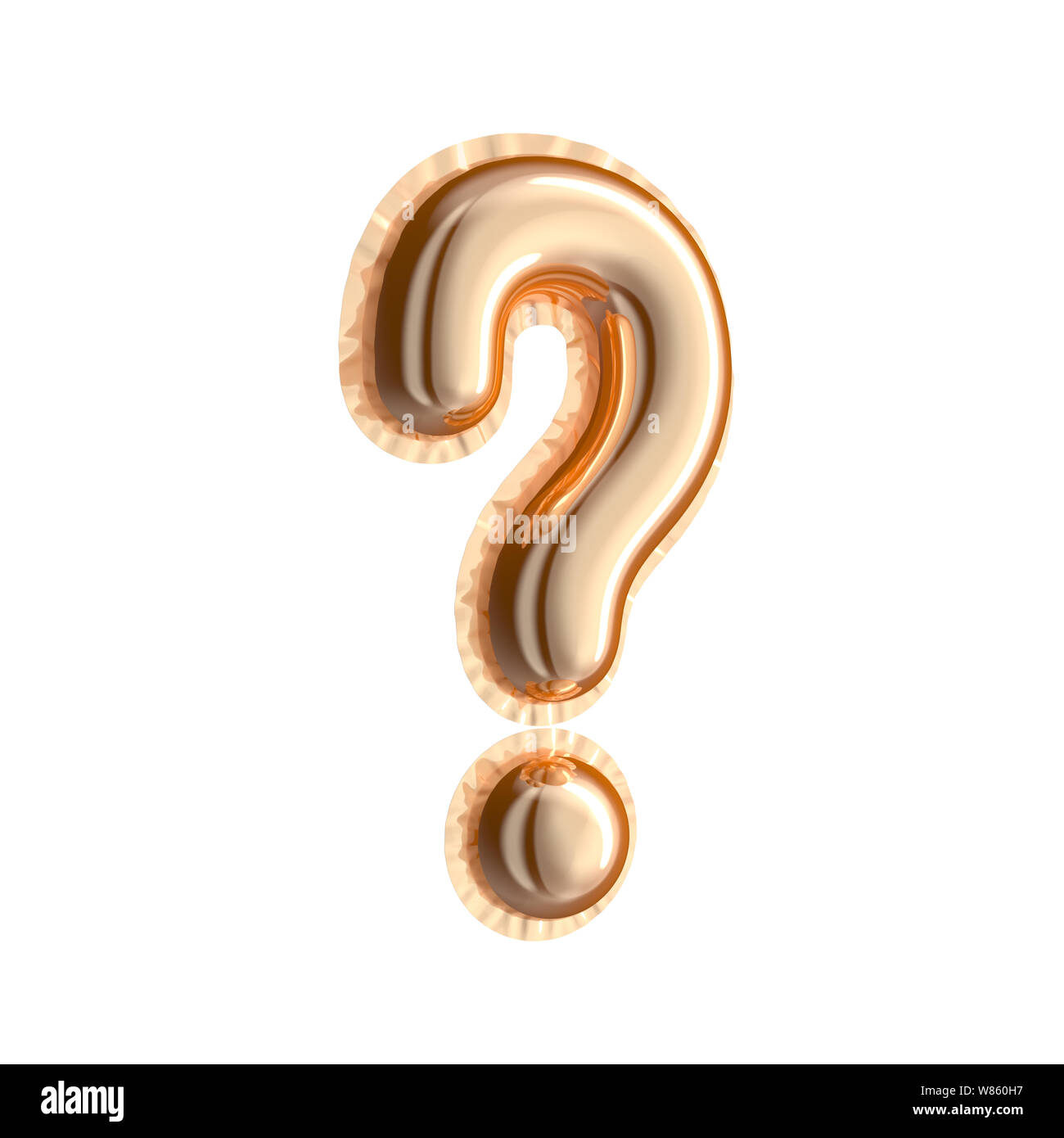 Golden color right tilt balloon question mark isolated on white ...