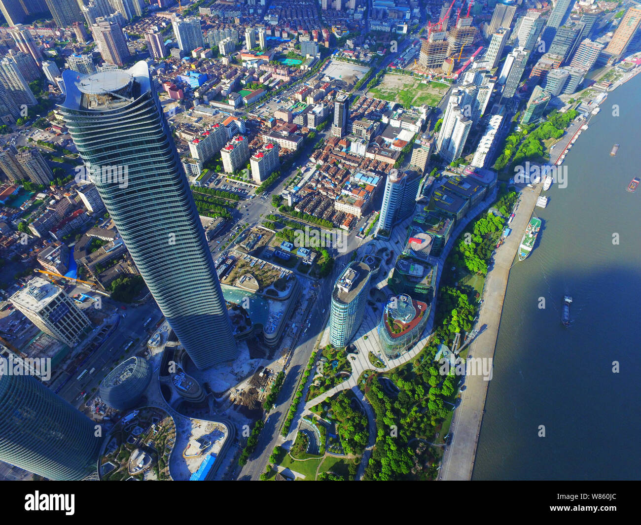 Aerial view of the White Magnolia Plaza, tallest, other high-rise ...