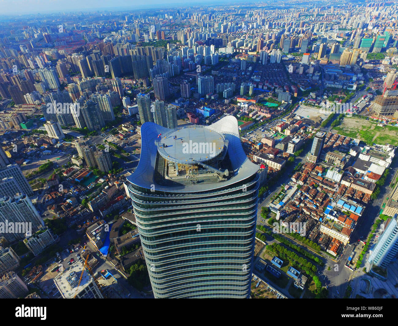 Aerial view of the White Magnolia Plaza, tallest, other high-rise ...