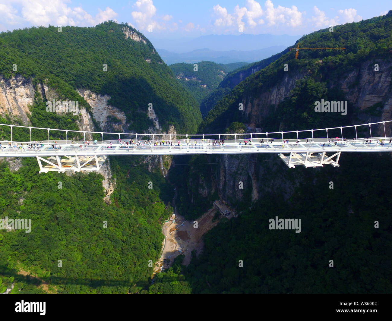 Aerial view of the world's longest and highest glass-bottomed bridge ...