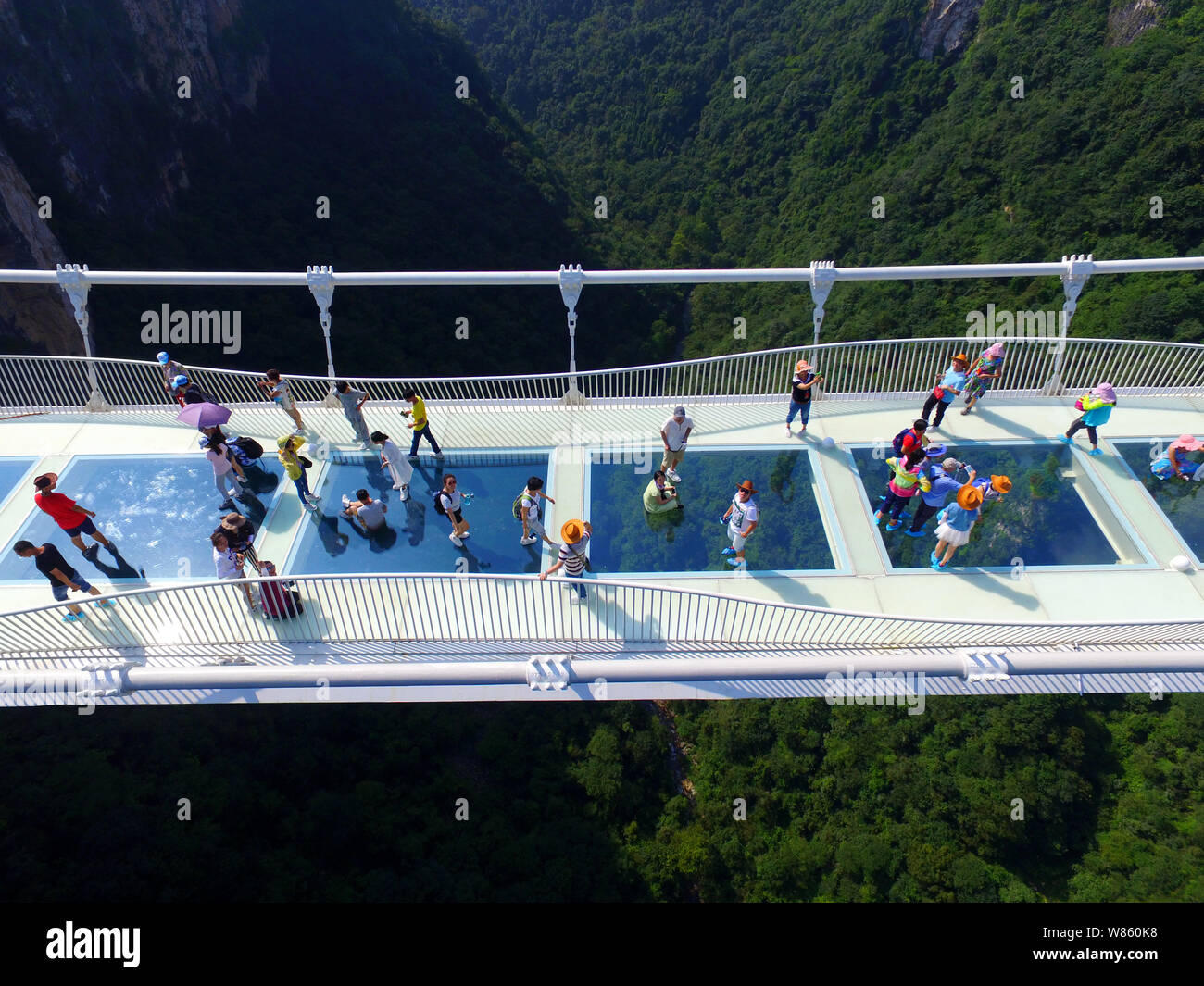 Aerial view of the world's longest and highest glass-bottomed bridge ...