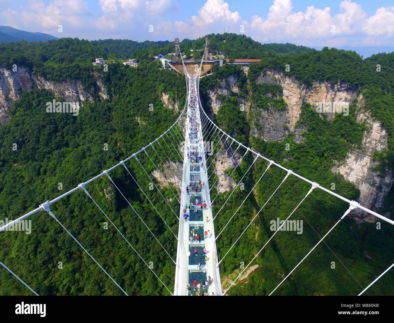 Aerial view of the world's longest and highest glass-bottomed bridge ...