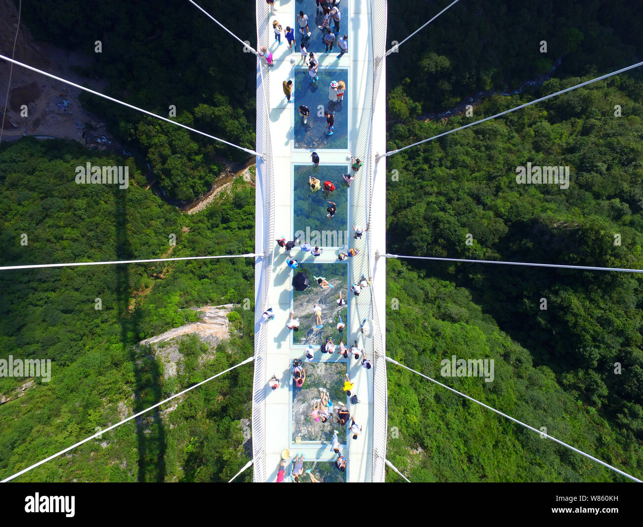 Aerial view of the world's longest and highest glass-bottomed bridge ...