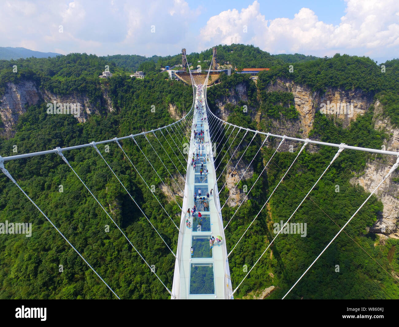 Aerial view of the world's longest and highest glass-bottomed bridge ...