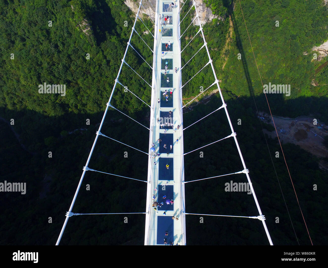 Aerial view of the world's longest and highest glass-bottomed bridge ...