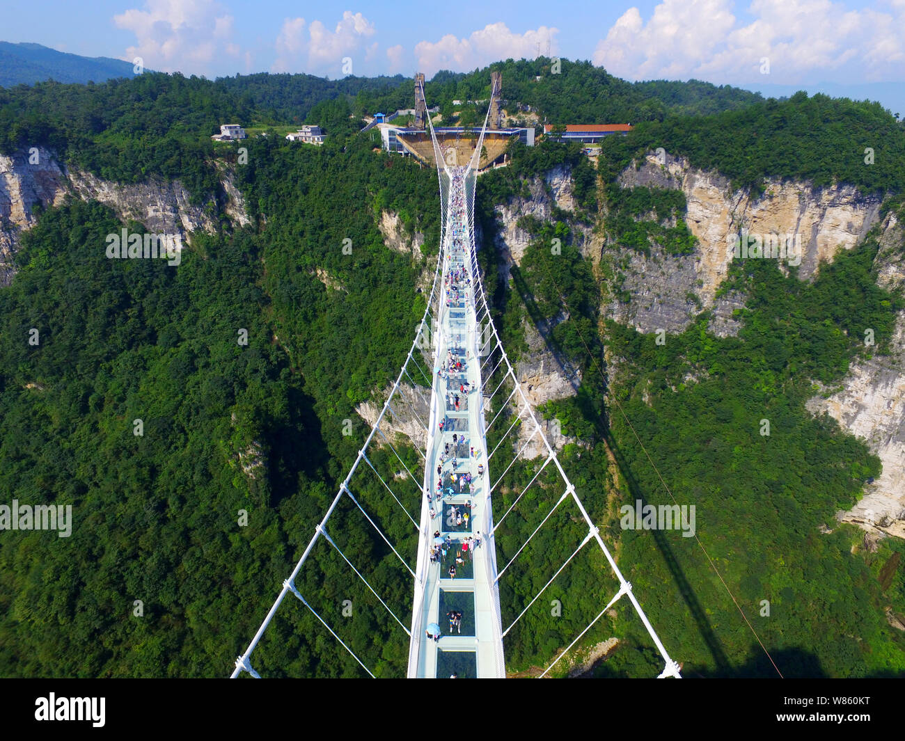 Aerial view of the world's longest and highest glass-bottomed bridge ...