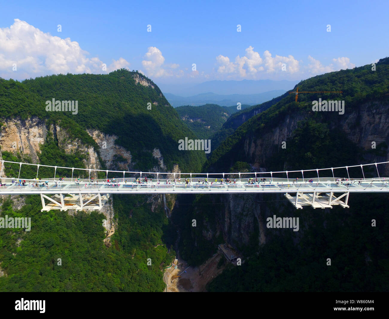 Aerial view of the world's longest and highest glass-bottomed bridge ...