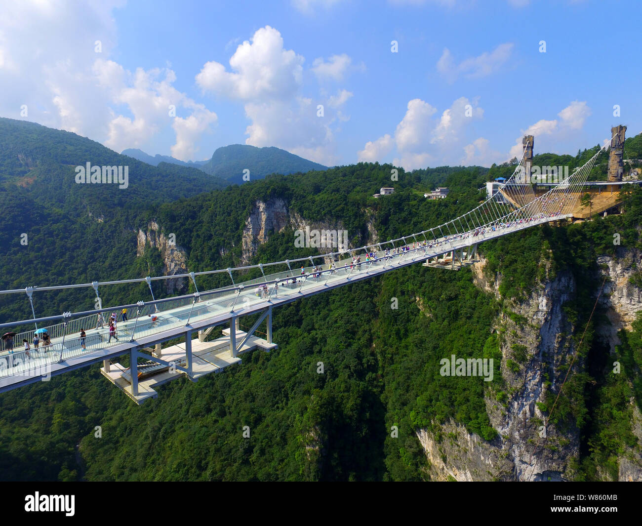 Aerial view of the world's longest and highest glass-bottomed bridge ...