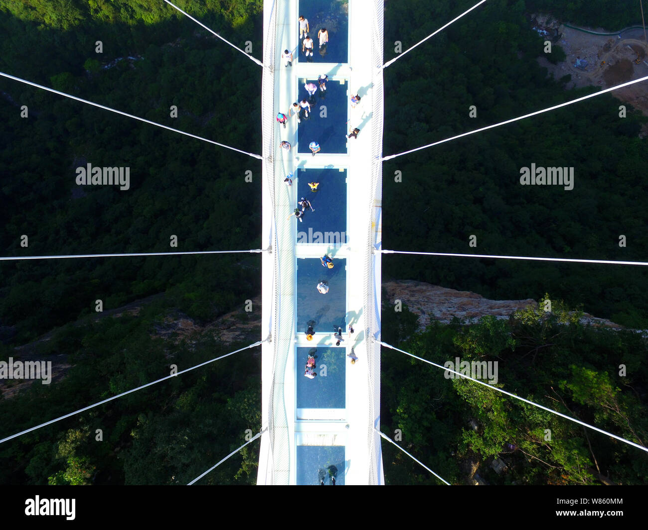 Aerial view of the world's longest and highest glass-bottomed bridge ...