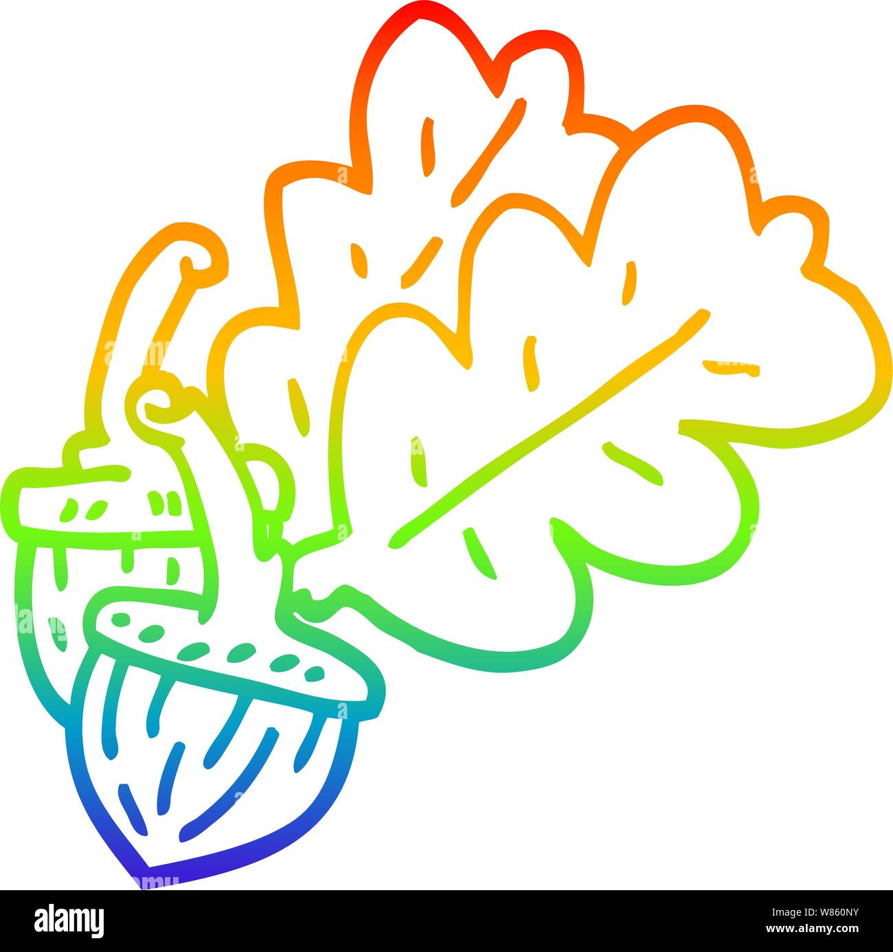 rainbow gradient line drawing of a cartoon acorn Stock Vector Image ...