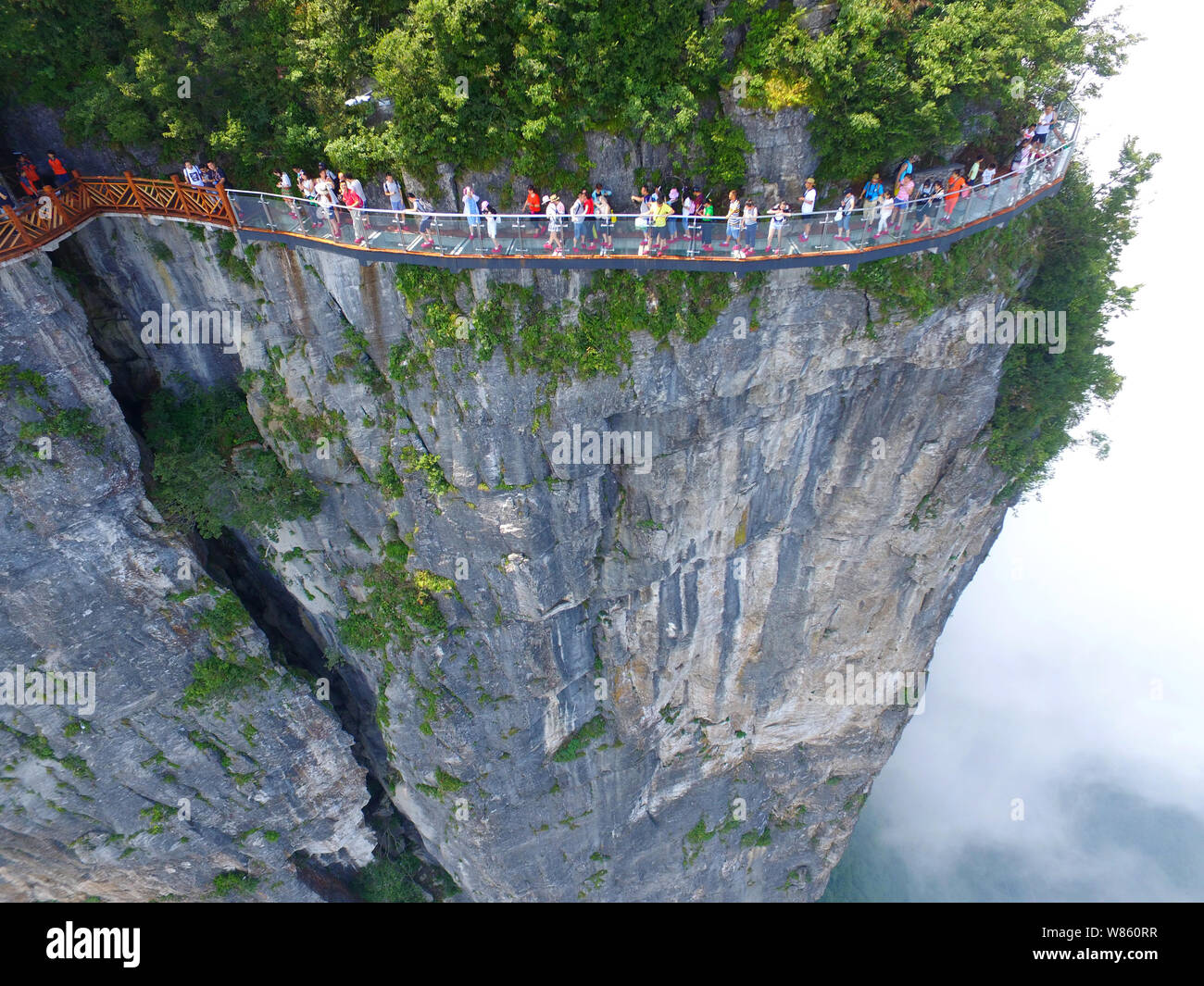 Aerial view of the 100-meter-long and 1.6-meter-wide glass skywalk on ...