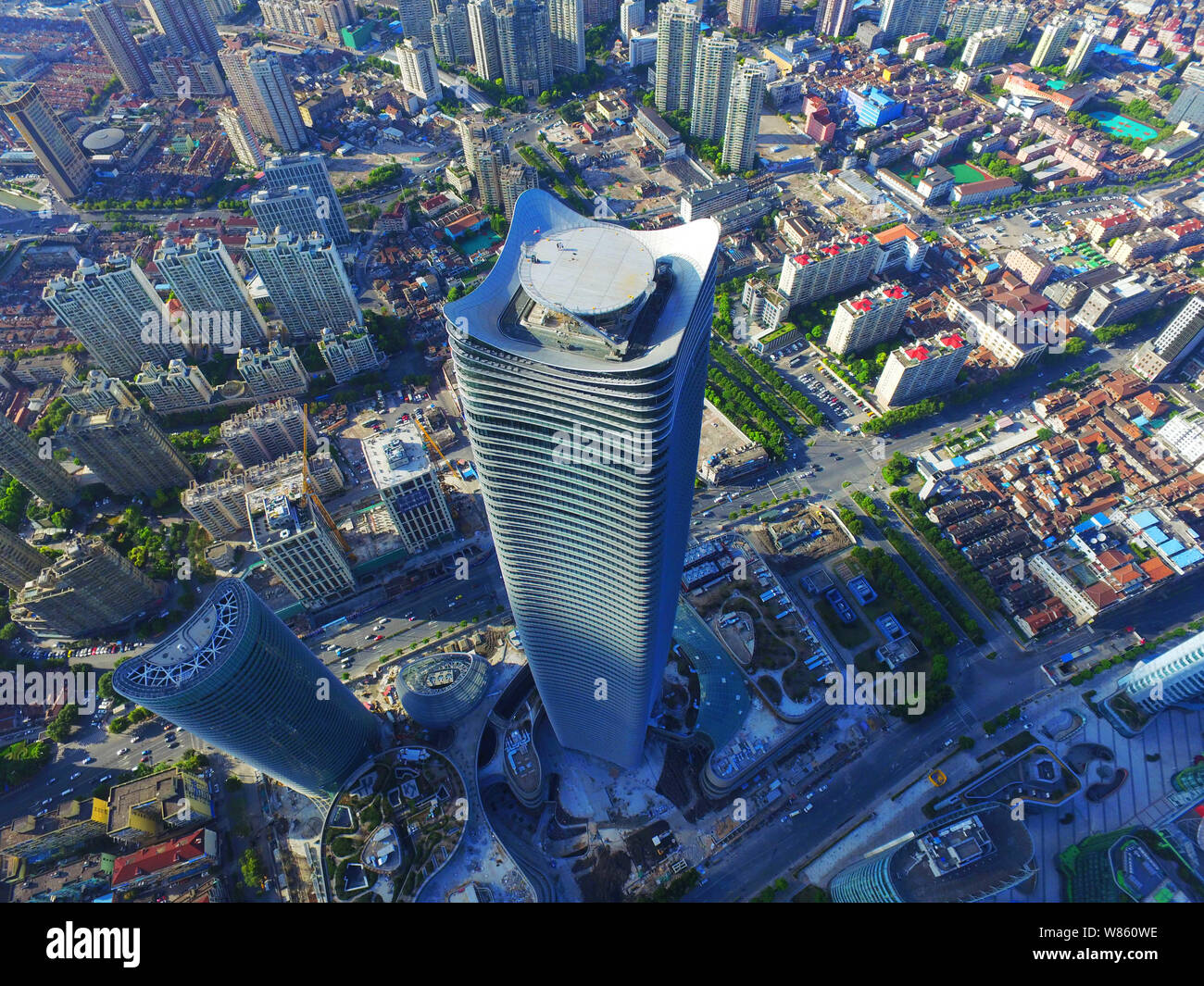 Aerial view of the White Magnolia Plaza, tallest, other high-rise ...