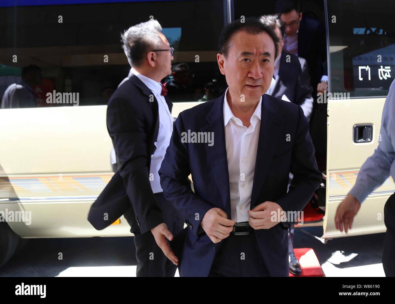 Wang Jianlin, Chairman of Wanda Group, attends a signing ceremony of a culture-and-tourism ...