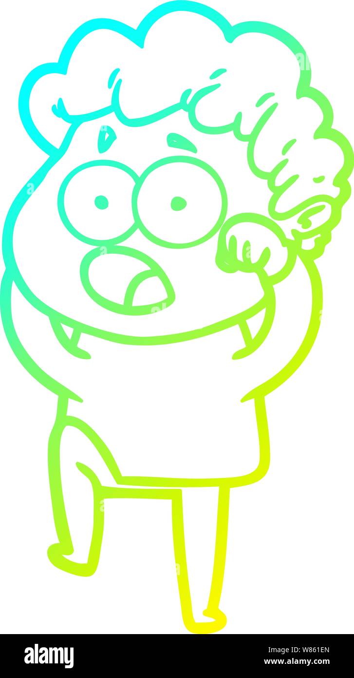 cold gradient line drawing of a cartoon man gasping in surprise Stock ...
