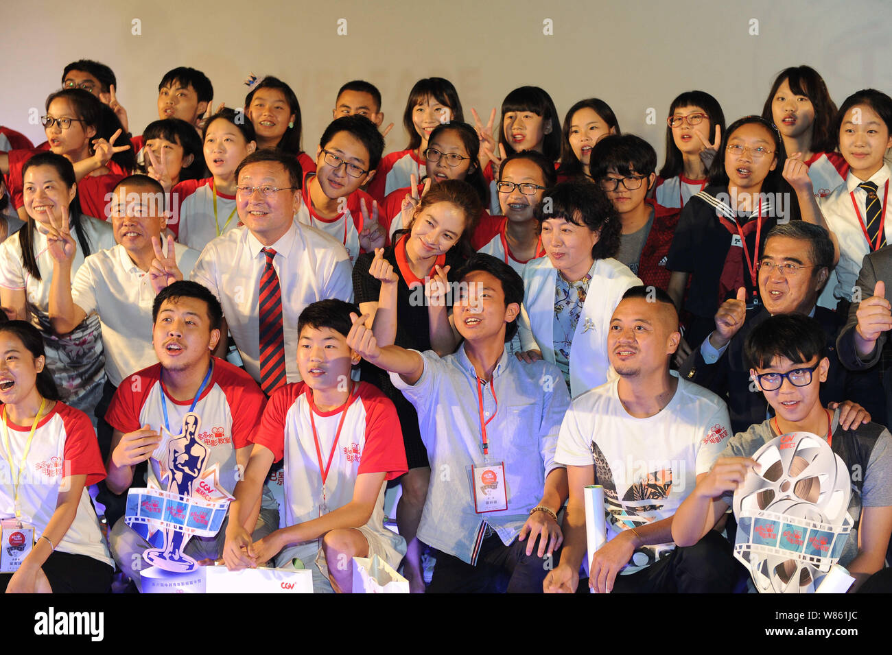 South Korean actress Cheon Seong-im, center, better known by her stage ...