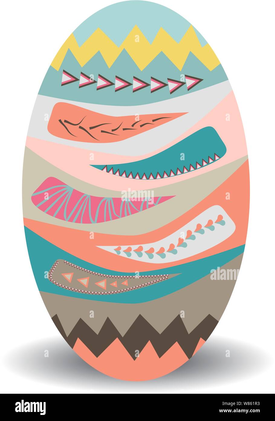 Happy Easter zentangle egg decorated with ornament, design doodle ...
