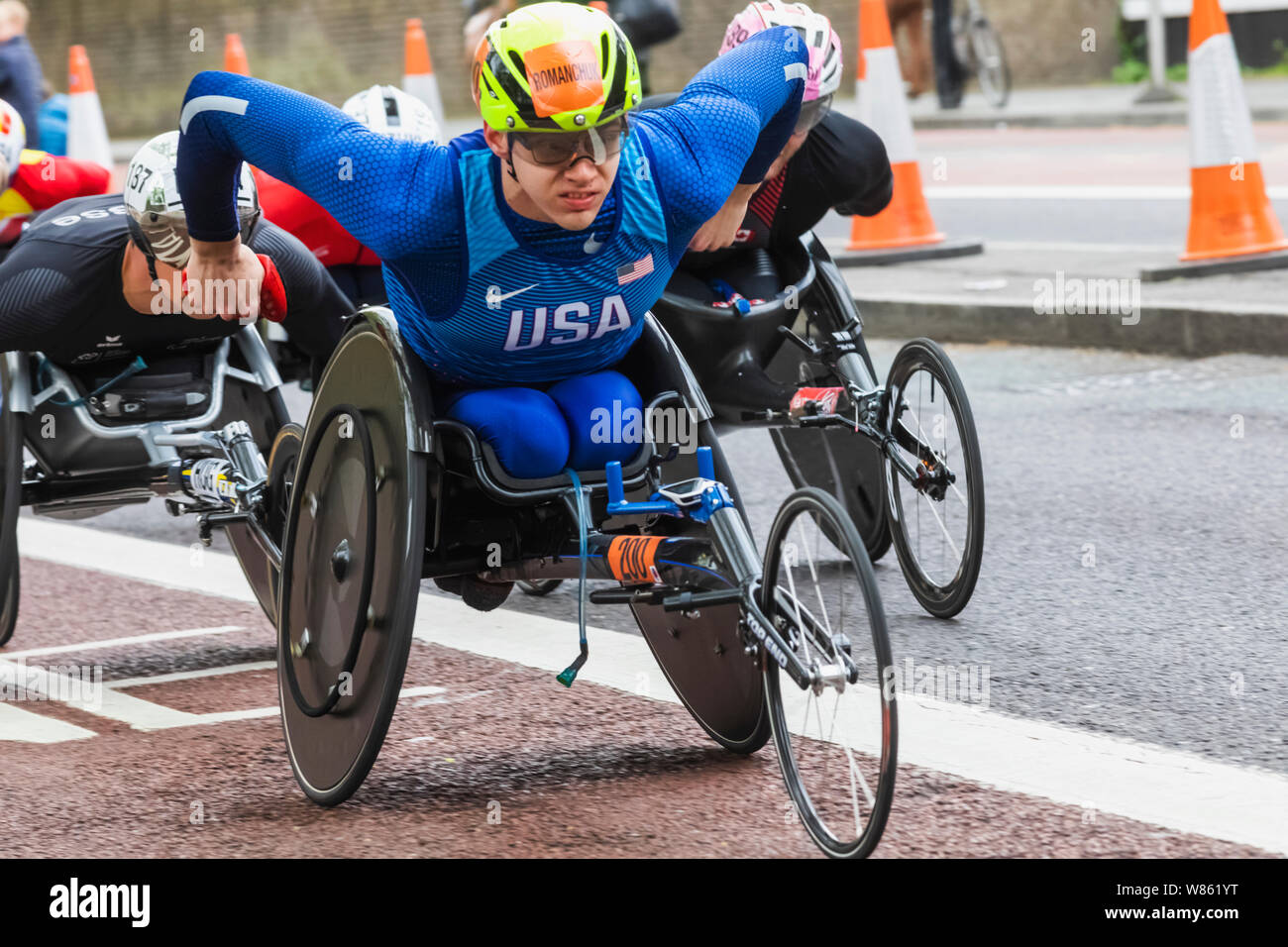 England, London, London Marathon 2019, Men's Wheelchair Race Winner ...