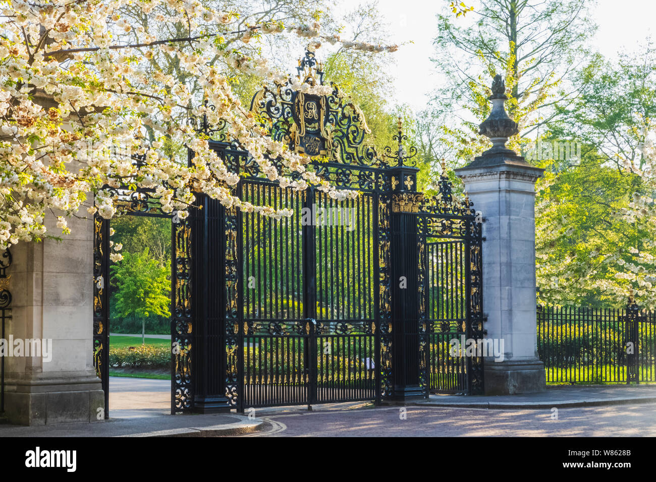 England, London, Regent's Park, Jubilee Gates and Cherry Blossom Stock ...