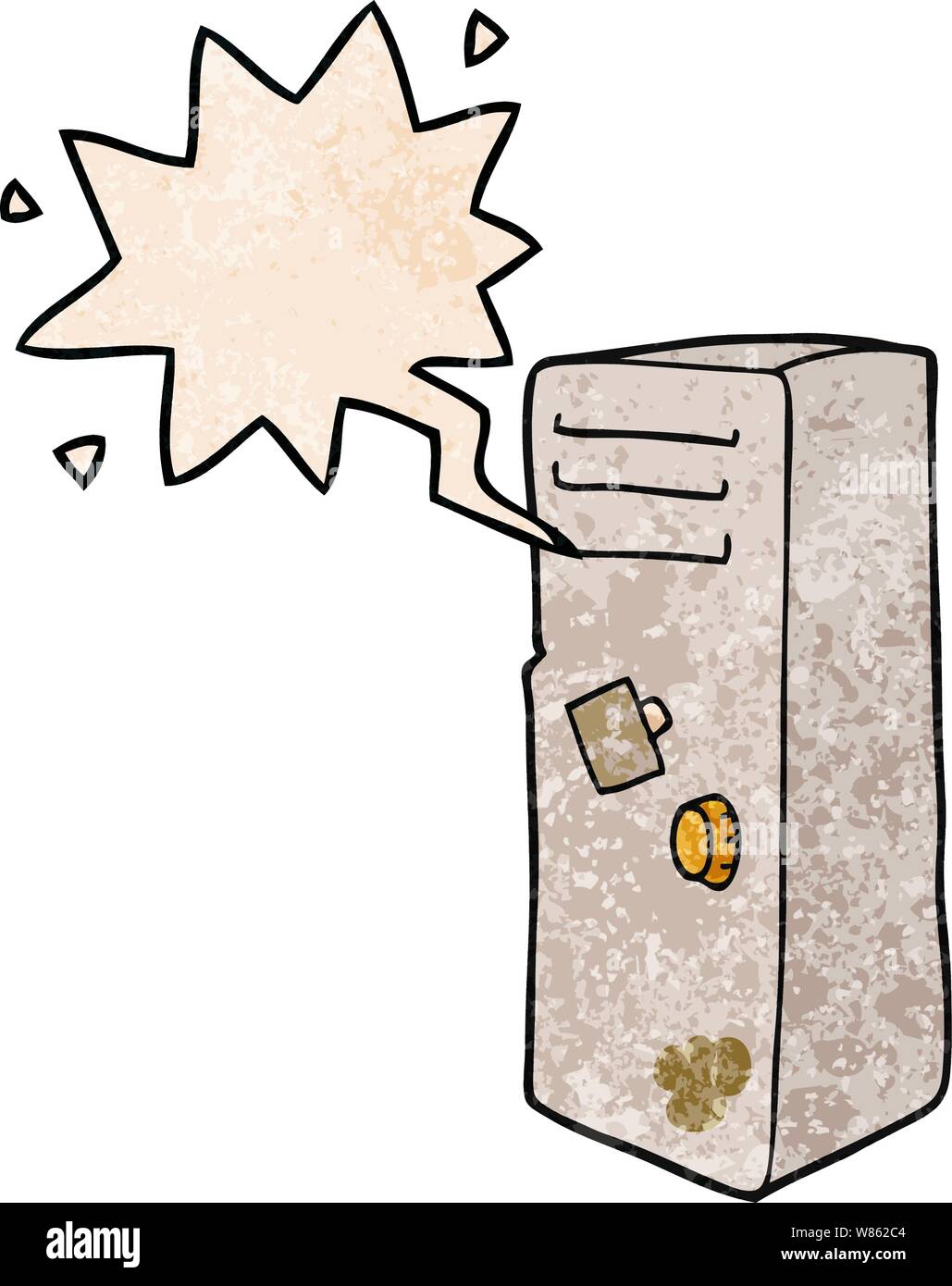 cartoon locker with speech bubble in retro texture style Stock Vector ...
