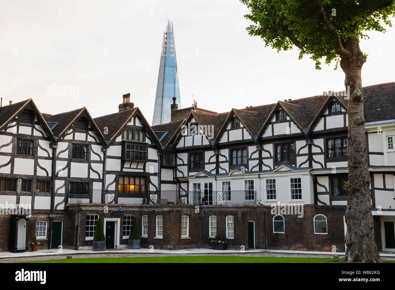 England, London, Tower of London, Tudor Houses on Tower Green with The ...