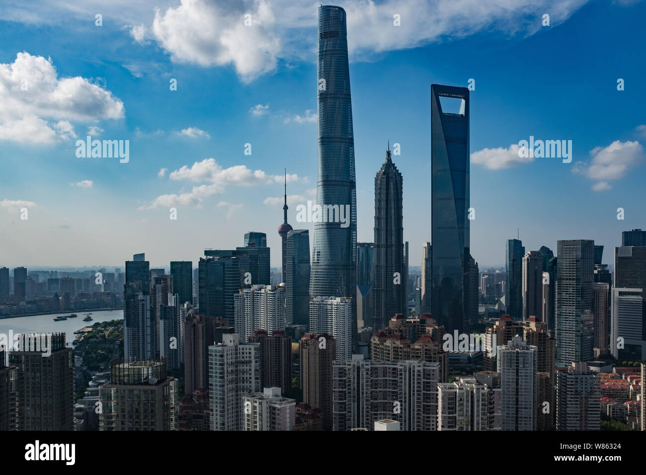 Skyline of the Lujiazui Financial District with the Shanghai Tower ...