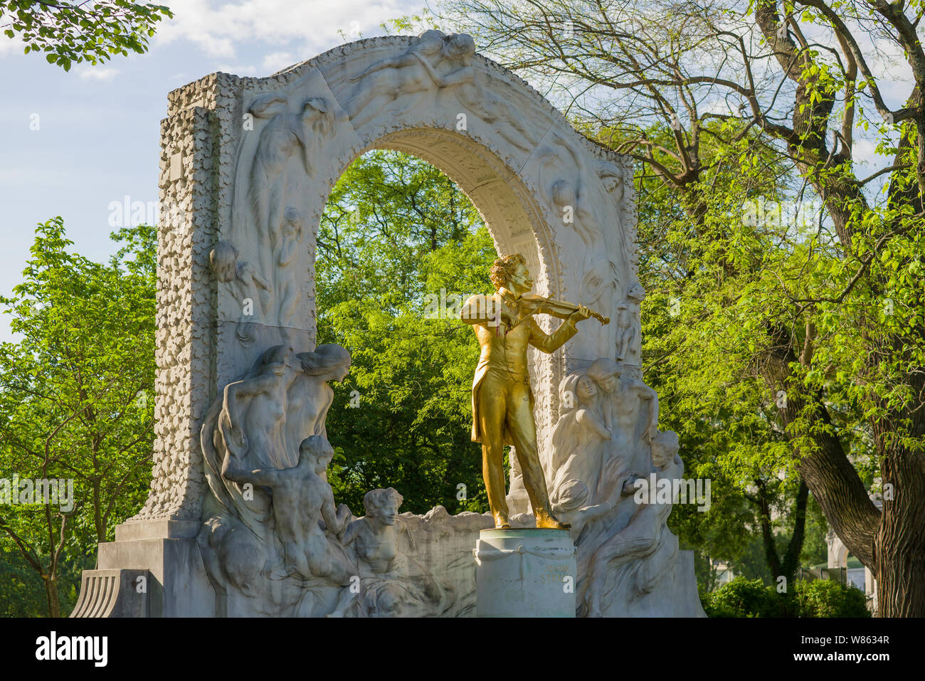 VIENNA, AUSTRIA - APRIL 25, 2018: Monument to Johann Strauss in a city ...