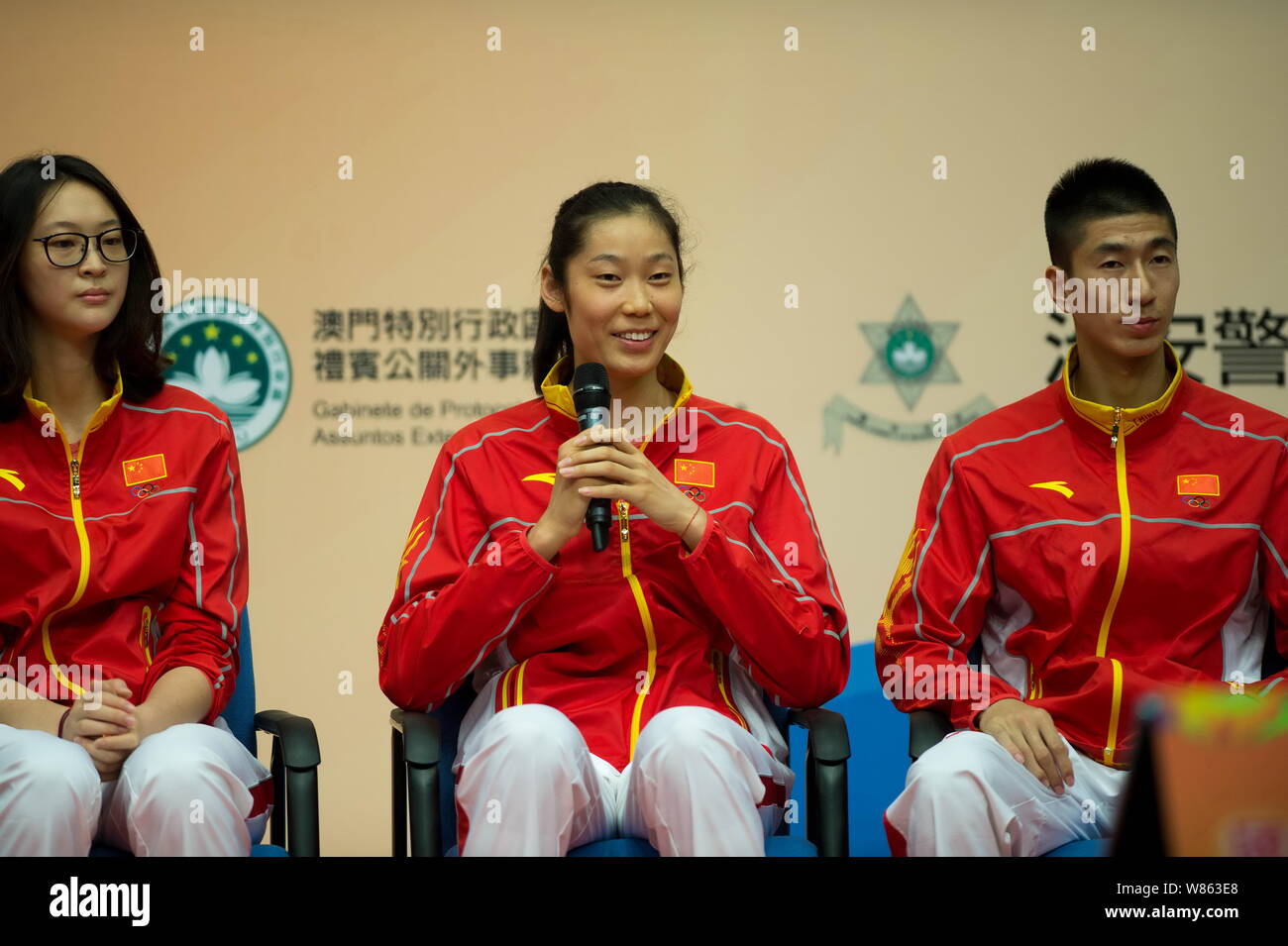 (From left) Chinese swimming star Fu Yuanhui, Zhu Ting of Chinese ...