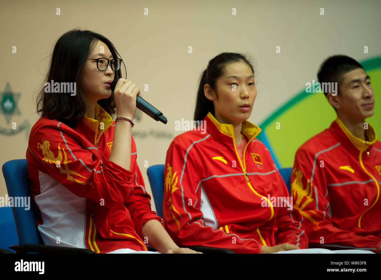 (From left) Chinese swimming star Fu Yuanhui, Zhu Ting of Chinese ...