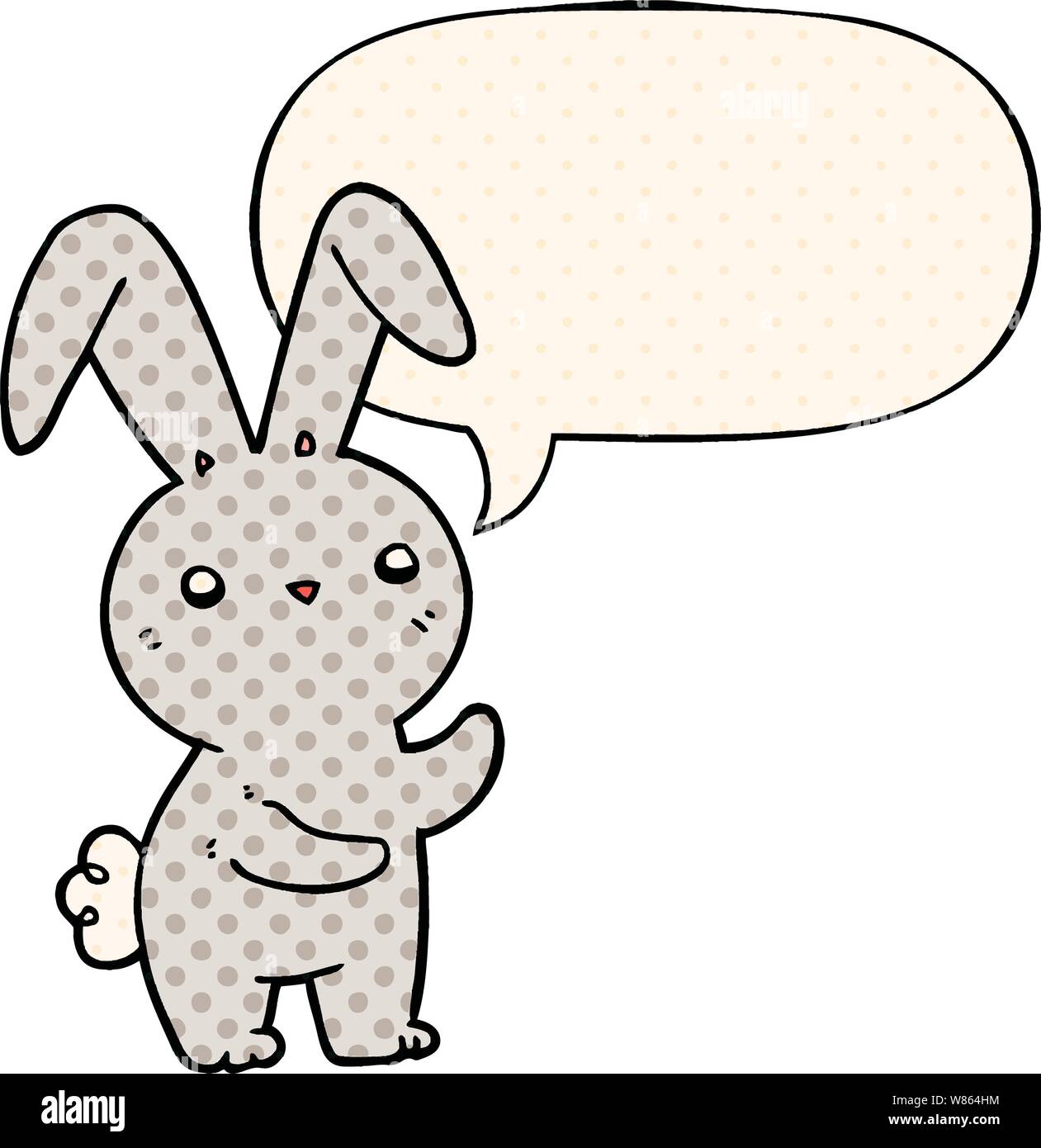 cute cartoon rabbit with speech bubble in comic book style Stock Vector ...