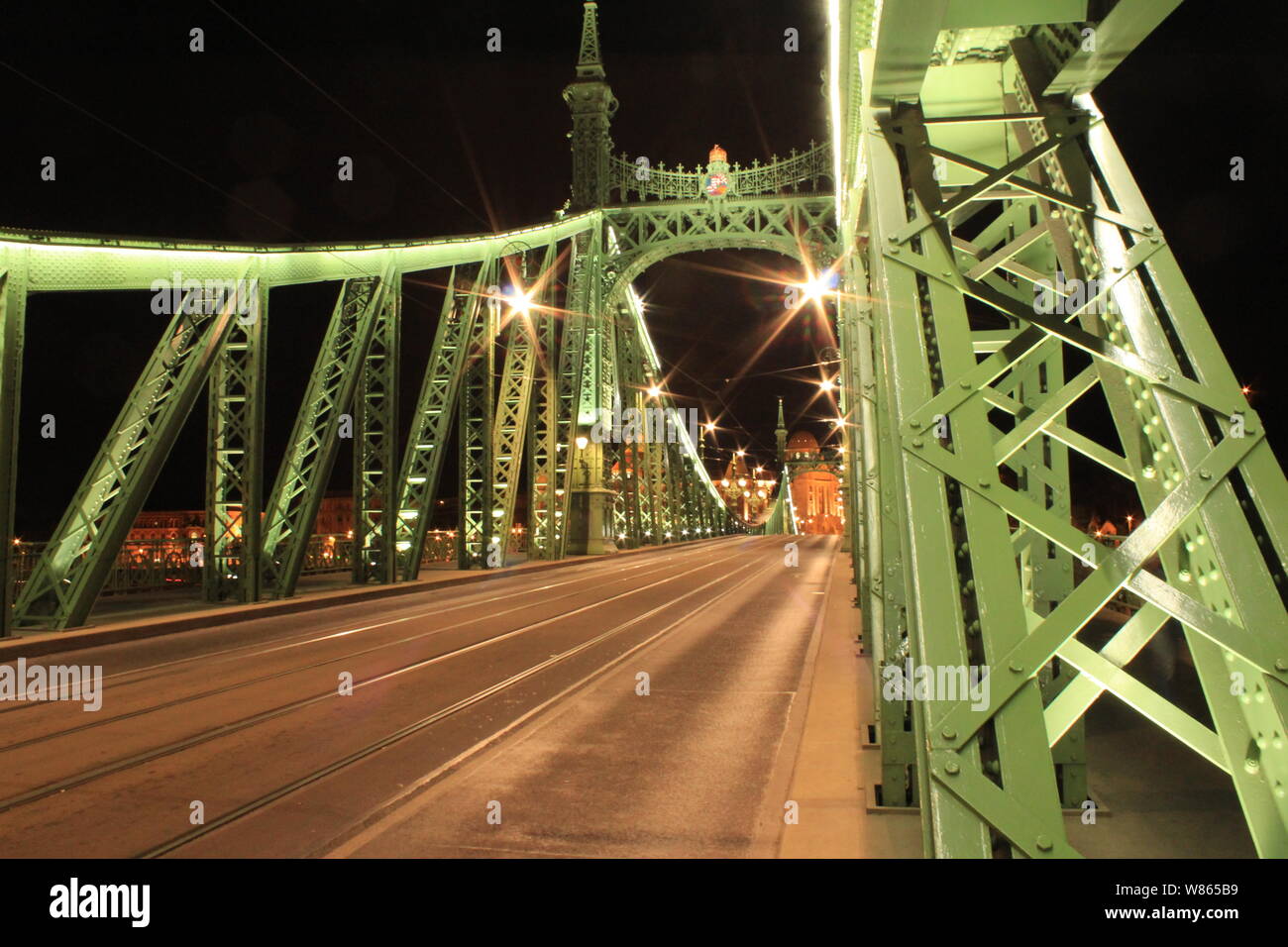 Bridges at night in Budapest Stock Photo - Alamy