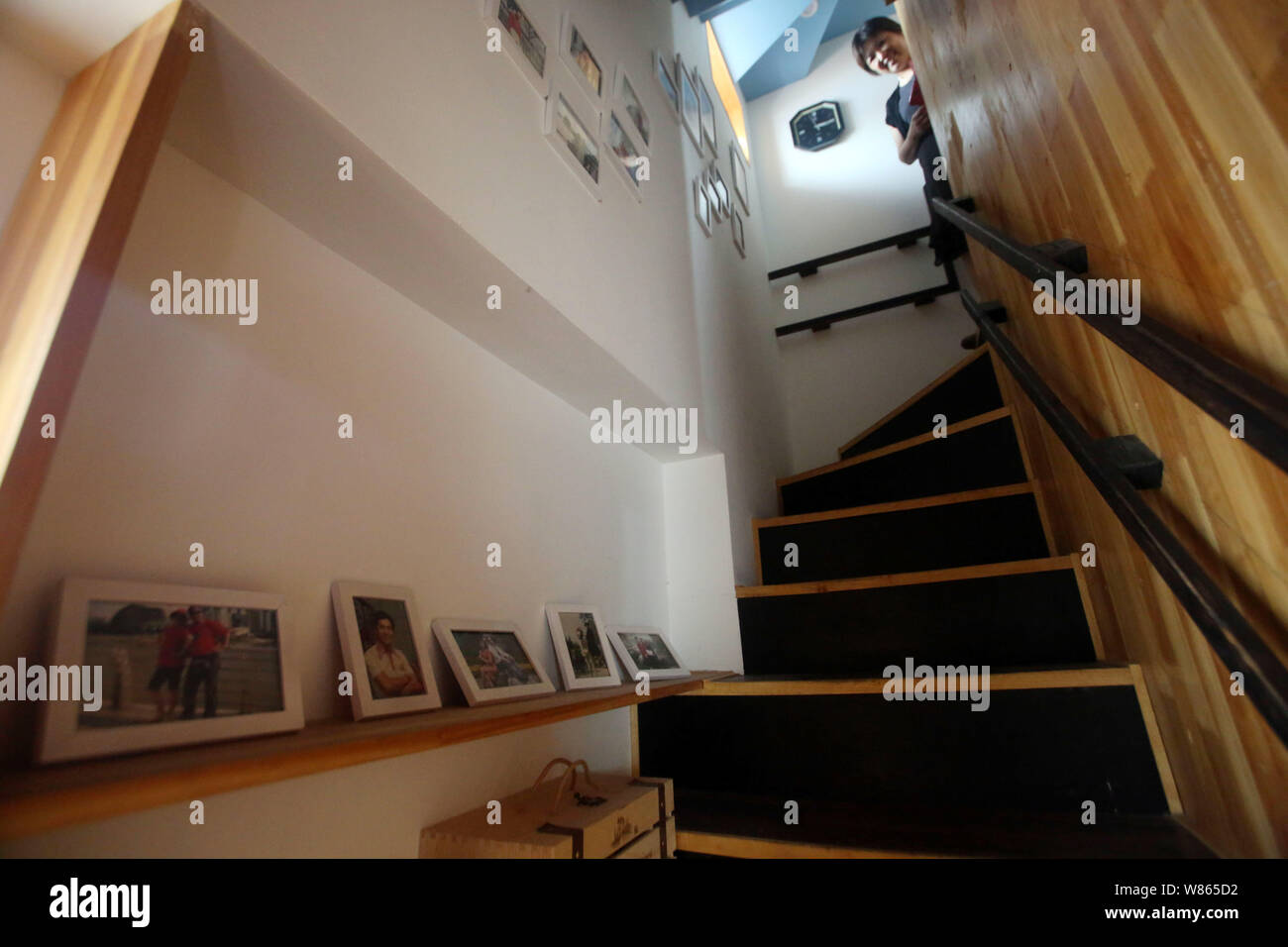 Interior view of the staircase of a renovated 39-square-meters house in ...